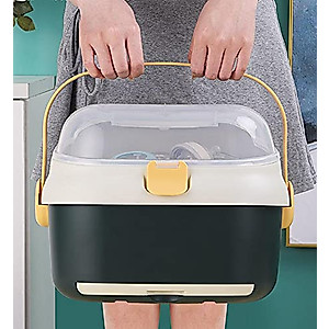 Baby Bottle Drying Rack Container with Drainer, Portable Nursing Cutlery Box Container with Cover, Bottle Holder for Baby and Toddler, Portable Kitchen Cabinet Organizer, Easy to Clean Drainer (White)