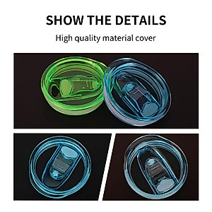 20oz Skinny Tumbler Cups Replacement Lids Stylish Color with Reusable Straws, Brushes, 2.75in Cup Mouth Compatible with YETI Rambler and More, Spill Proof Splash Resistant Silicone Sliding Covers