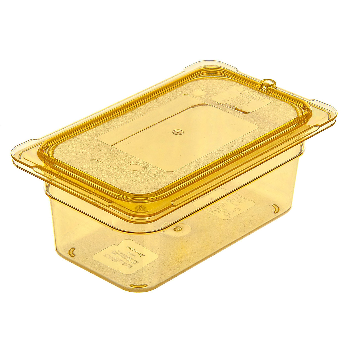 Carlisle FoodService Products Storplus High Heat Food Pan Steam Table Pan, Chafing Pan for Catering, Buffets, Restaurants, High Heat Plastic, 1/4 Size 4 Inches Deep, Amber