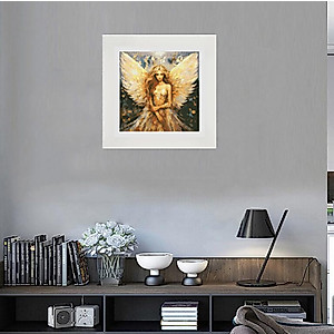 Diamond Art Painting by Number Kits for Adults Angel Girl with Shining Wing Round Full Drill 5D Diamond Art Easy for Beginner Cross Stitch Mosaic Craft Hobby Wall Art for Home Decor 40x40cm