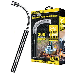 ZeroDark 360 Flex Electric Plasma Lighter USB Rechargeable Candle Lighter with Long Arc 360° Flexible Neck for Grill, Camping, Cooking, BBQ, and Fireworks