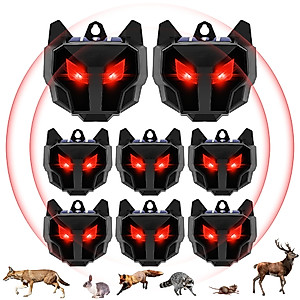 8 Packs Upgraded Solar Animal Repeller Coyote Deterrent with Flashing Lights Deer Repellent Devices Predator Eyes for Raccoon Fox Skunk Predator Lights for Chicken Coop Yard Farm Predator Protection