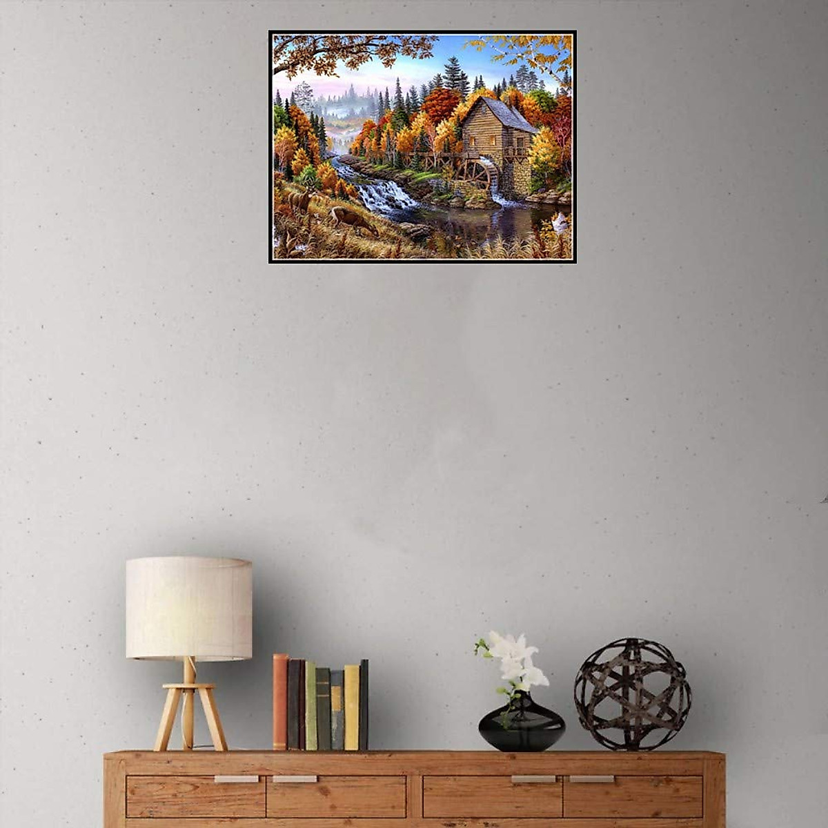 DIY 5D Diamond Painting Full Dril, Xizhendai 5D DIY Embroidery Cross Stitch Paintings Full Round Drill Rhinestone Painting Artwork Home Living Room Bedroom Wall Decor (Farmhouse, 30x40cm)