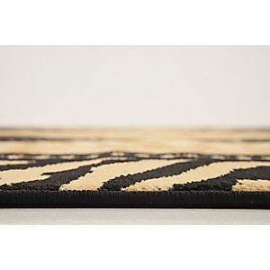 Unique Loom Wildlife Collection Animal Inspired with Tiger Bordered Design Area Rug, 9 ft x 12 ft, Light Brown/Black