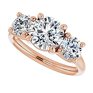 925 Silver, 10K/14K/18K Solid Gold Moissanite Engagement Ring, 4 CT Round Cut Handmade Solitaire Ring Diamond Wedding Ring for Women, Birthday, for Her, VVS1 Colorless