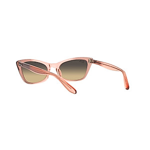 Ray-Ban Women's RB2299 Lady Burbank Cat Eye Sunglasses, Transparent Pink/Brown Vintage, 52 mm