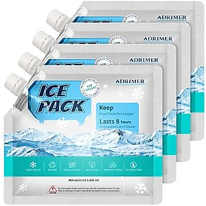 ADRIMER Ice Packs for Cooler, Ice Packs for Lunch Bags, Reusable Cooler Ice Packs, Long Lasting Cold Freezer Packs for Kid’s Lunch Box, Cooler Backpack