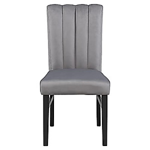 Goozio 6-Piece Dining Table Set with Marble Veneer Tabletop, 4 Flannelette Upholstered Chairs and 1 Bench for Kitchen, White+Gray