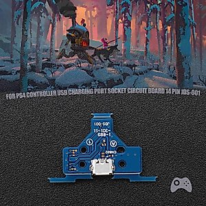 Create idea 2Set USB Charging Port Socket Board JDS-001 Compatible with PS4 V1 Wireless Controller with 14Pin Ribbon Cable
