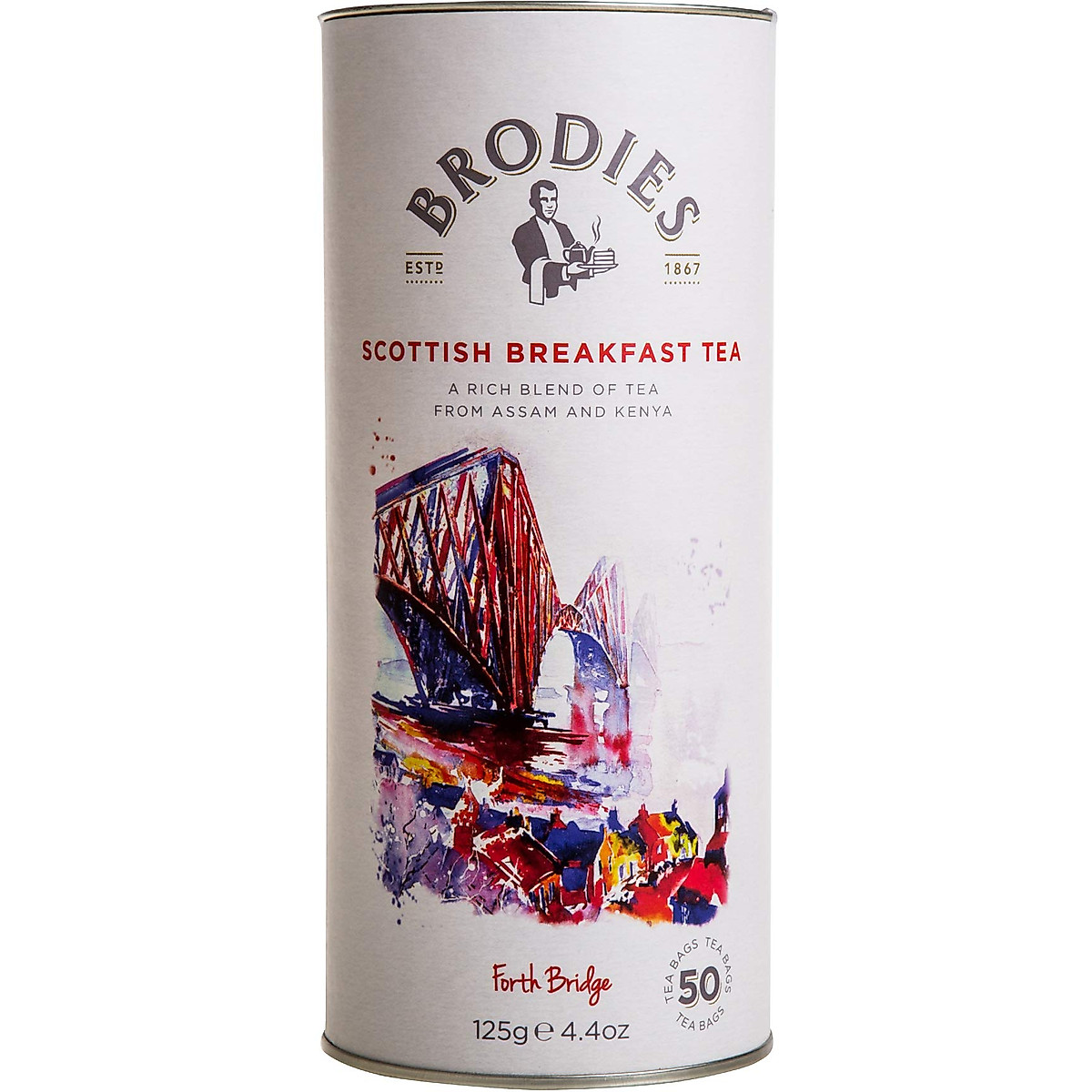 Brodies Tea, Scottish Breakfast Tea, 50-Count Bags of Black Tea Imported from Scotland