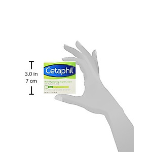 CETAPHIL Rich Hydrating Night Cream for Face, With Hyaluronic Acid, 1.7 oz, Moisturizing Cream for Dry to Very Dry Skin, No Added Fragrance, (Packaging May Vary)