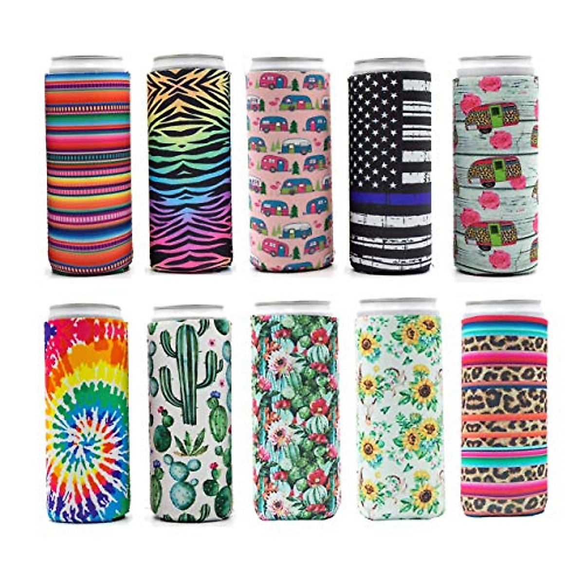 Sunsetbaby Slim Can Cooler for 12oz Skinny Can Coolers - Insulated Neoprene Can Sleeves Perfect for White Claw, Slim Beer, Spiked Seltzer