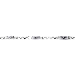 BERRICLE Sterling Silver Starburst Cubic Zirconia CZ Fashion Chain Bracelet for Women, Rhodium Plated