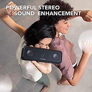 Soundcore 3 Bluetooth Speaker with Stereo Sound, Pure Titanium Diaphragm Drivers, PartyCast Technology, BassUp, 24H Playtime, IPX7 Waterproof, App for Custom EQs, Use at Home, Outdoors, Beach(Renewed)