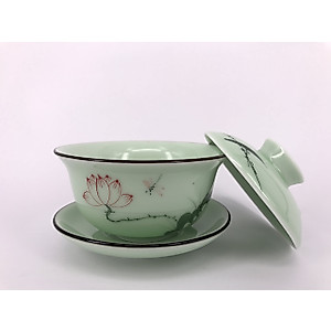 I-MART China Traditional Teacup, Chinese Tea Cup, Gaiwan Tea Cup (Lotus)
