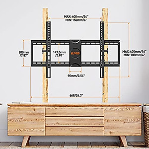 ELIVED TV Wall Mount for Most 37-75 Inch TVs, Holds up to 120 lbs, Universal Low Profile Adjustable Tilt TV Mount Fits 8"-24" Studs, Max VESA 600x400mm, Flat Wall Mount Bracket.