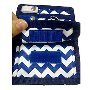 6 Piece Protective Lab Coat Pocket Organizer Kit has Fashionable Blue Chevron Pattern. 6 Pockets Packed With Needed Accessories