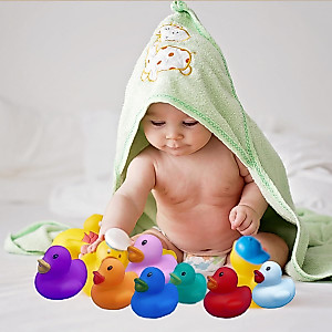 Rubber Duck Toy Duckies, Preschool Bath Toys Bathtub Floating Squeaky Duckies Gift for Kids, Baby Showers Classroom Incentives, Summer Beach and Pool Activity(10Pcs Multi Color Ducks)