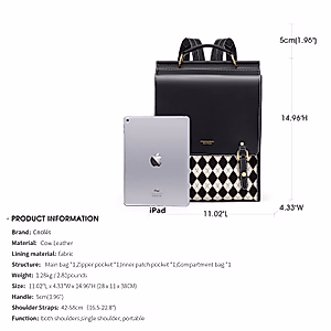 Cnoles Leather Backpack Purse For Women Fashion Ladies Vintage Bag Casual College Travel Backpacks Large bags Black