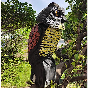 UOFEIVS Fake Owl Scarecrow Sculpture with 360° Rotating Head for Garden Yard Outdoor