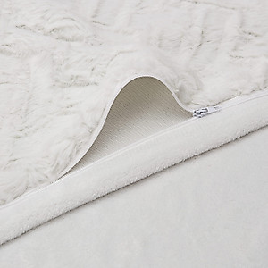 Chanasya Premium Soft Cloud Faux Fur Duvet Cover Bedding Set Queen Size - 3 Piece Combo Set - Textured Embossed Fuzzy Soft Velvet Mink Bedcover - Zipper Closure Machine Washable - Tan Turquoise