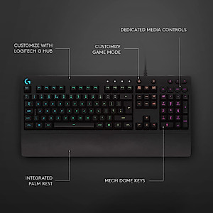 Logitech G213 Wired Gaming Keyboard with Dedicated Media Controls, 16.8 Million Lighting Colors Backlit Keys, Spill-Resistant and Durable Design, Black