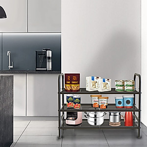 Huhote Metal Shoe Rack 3 Tiers Black Freestanding Shoe Organizer Storage Shelf, Storage Rack Space Saving Shoe Stand Shoe Shelf Garage Shelving for Entryway, Hallway, Living Room,Closet