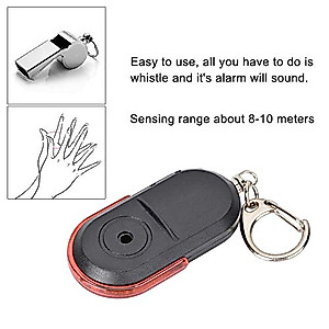 Whistle Key Finder, Wireless Anti Lost Alarm Key Finder Lost Sound LED Light with Battery Red Ey Keyring Locator Whistle (Red)