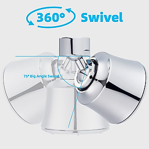 iFealClear Kitchen Sink Faucet Head, 360° Swivel Faucet Sprayer Attachment, Large Angle Rotatable Faucet Aerator Adapter with 2 Metal Swivel Joints, 4 Spray Modes, Male Female Thread Adapters, Chrome