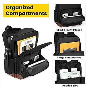 Vorspack Backpack for Women Men - Lightweight Bookbag with Padded Slot for Work College Travel - Black