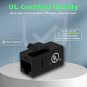 VCE CAT6 RJ45 Keystone Couplers (UL Listed), 25-Pack Ethernet Keystone Jack Female to Female UTP for Cat6/Cat5e/Cat5 Network Cable, Black