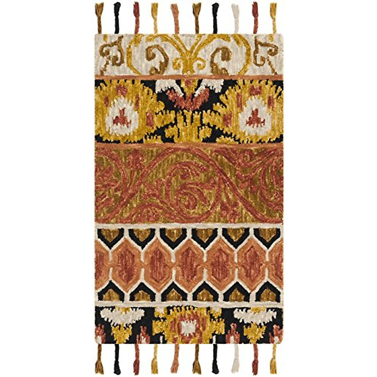 SAFAVIEH Suzani Collection 3' x 5' Rust / Gold SZN203A Hand-Hooked Boho Premium Wool Area Rug