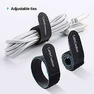 CableCreation Fastening Cable Ties Reusable, Premium 6-Inch Adjustable Cord Ties, Nylon Cable Management Straps Hook Loop Cord Organizer Wire Ties Reusable Black, 50PCS