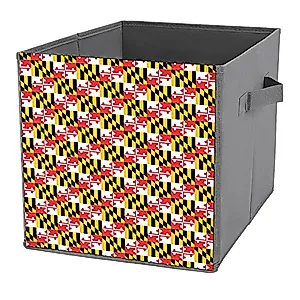 Maryland Flag Large Cubes Storage Bins Collapsible Canvas Storage Box Closet Organizers for Shelves