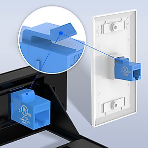 LEENUE UL-Listed RJ45 Keystone Coupler 24-Pack, Cat 6/5E/5 POE Ethernet Keystone Inline Coupler, Blue