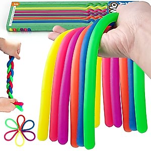 BUNMO Super Sensory Stretchy Strings 6pk | Calming & Textured Monkey Stretch Noodles | Sensory Toys for Autistic Children | Stress Relief & Anxiety Toys for Kids | Hours of Fun for Kids (Smooth)