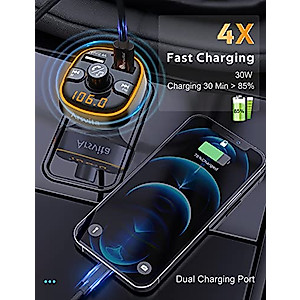 Arsvita Bluetooth FM Transmitter for Car, Radio Receiver / Audio Adapter with Dual Car Charger, Support QC3.0 Quick Charging, Hands-Free Calling and Hi-Fi Sound Playback, Black