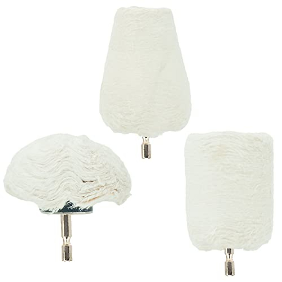 EMILYPRO Aluminum Polishing Wheel for Drill Chrome Rim Manifold Polishing Kit 3" x 1/4" Hex Shank Cone/Mushroom/Column - 3pcs