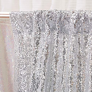 Eternal Beauty Sliver Sequin Wedding Backdrop Photography Background Party Curtain, 10Ft X 10Ft