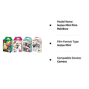 Fujifilm InstaX Mini Instant Film Rainbow & Staind Glass & Candy Pop & Shiny Star Film -10 Sheets X 4 Assort Value Set