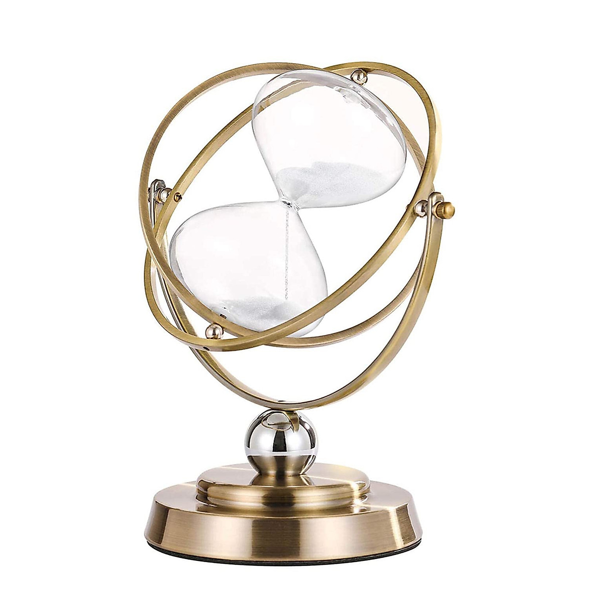 BAWAQAF 360 Degree Rotating Hourglass European Metal Sand Timer 60 Minute Sand Clock Vintage Brass Sandglass Home Office Kitchen Timer