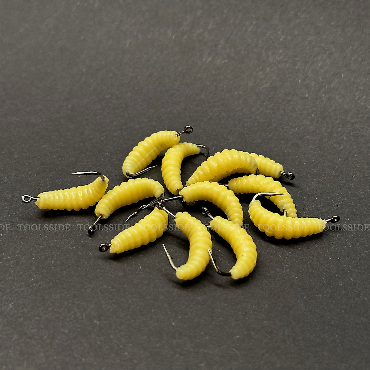TOOLSSIDE 1 Dozen Rubber Maggots Fishing Bait #10 (12 Pcs) Crappie Jigs, Fishing Maggots, Bulk Fishing Grubs for Trout, Crappie, Pan Fish, Bluegill, Fresh Water Fishing Lures Set (Hooks and Worms)