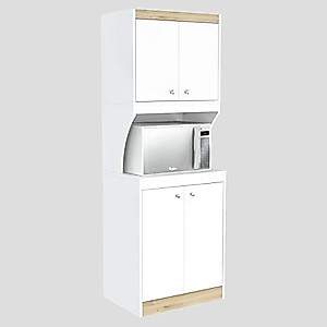 Inval Galley 3-Piece Kitchen Storage System, White and Vienes Oak