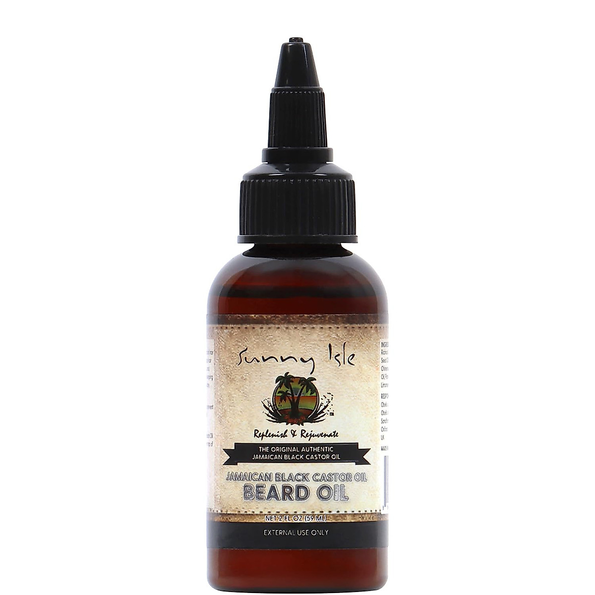 Sunny Isle Jamaican Black Castor Oil Beard Oil 2oz | Conditioning Growth Oil for Thicker Facial Hair | Softens, Strengthens Beards & Mustaches | Hydrates Skin