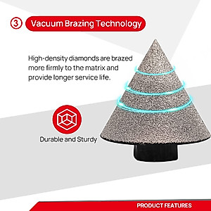 DT-DIATOOL Diamond Chamfer Bit 2 Inch with Diamond Drill Bit 4/5 Inch Hole Saw 5/8"-11 Thread for Drilling Enlarging Polishing Holes of Tile Granite Marble Stone Brick