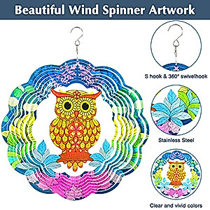 JOPESO Wind Spinners Outdoor Metal Stainless Steel 3D Hanging Wind Spinner for Yard and Garden, 9.8inch Wind Spinner Art Gifts with 360 Degree Rotating Hook
