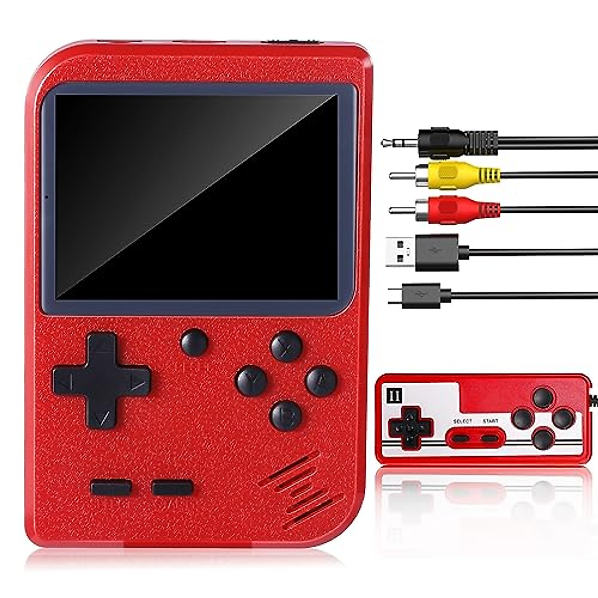 Handheld Game Console, Kyadeys Portable Retro Game Console with 500 Classical FC Games,3.0-Inches Display,Built-in 1020mAh Rechargeable Battery Support for Connecting TV and Two Players (Red)