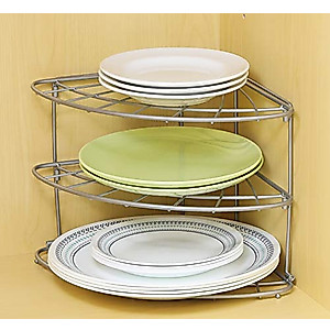 Simple Houseware 3-Tier Counter Corner Shelf Organizer, Silver