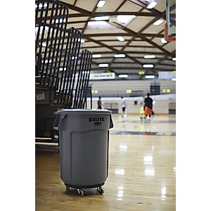 Rubbermaid Commercial Products BRUTE Heavy-Duty Round Trash/Garbage Lid, 20-Gallon, White, Outdoor Waste Container for Home/Garage/Mall/Office/Stadium/Bathroom