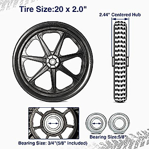 MaxAuto 20x2.0 Rim Flat Free Cart Tire Assembly for the Rubbermaid Garden Yard Cart, 2 Pack